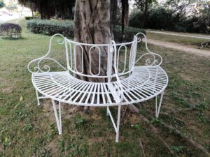 hi-line gift 78676-wt white metal tree garden bench