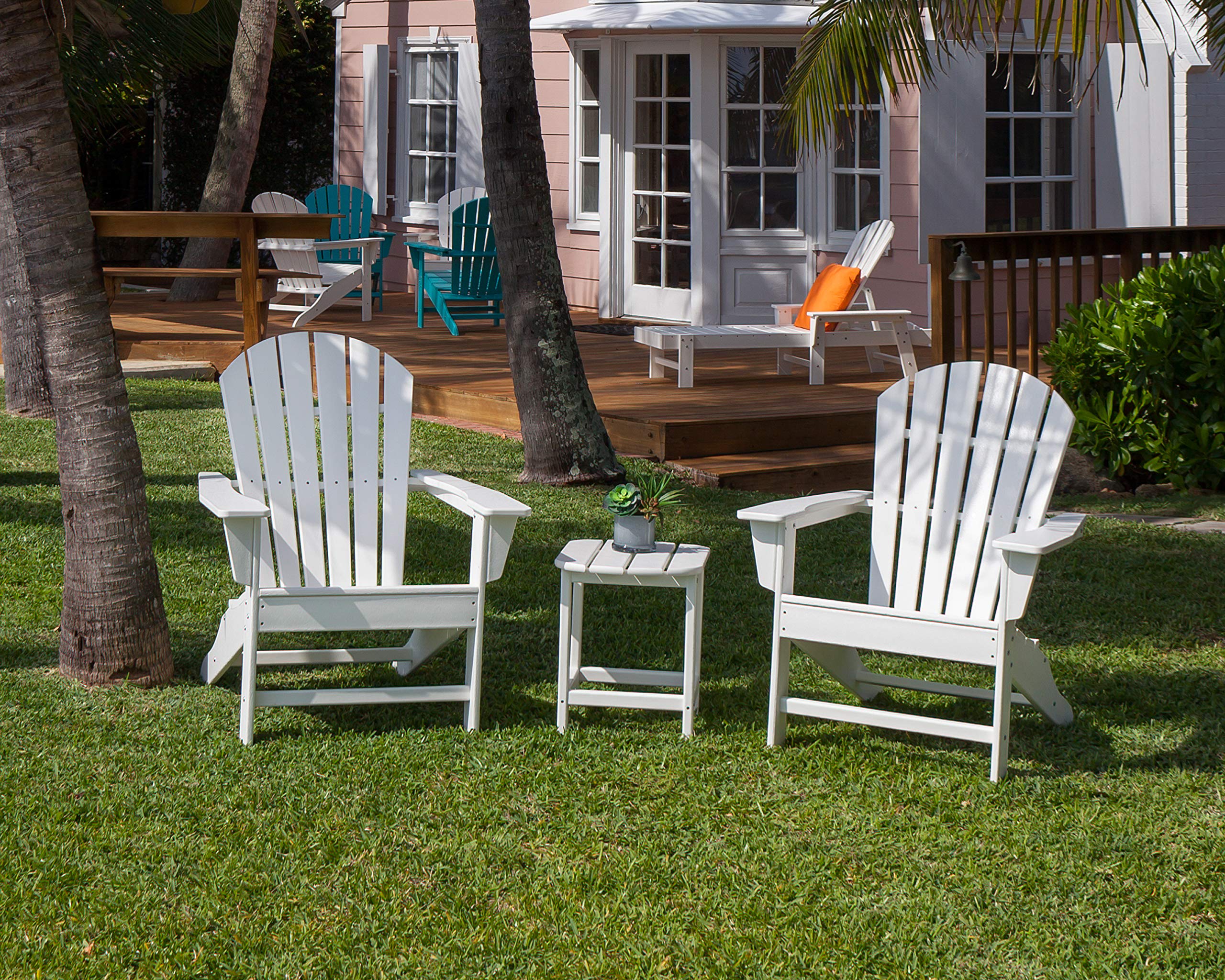 POLYWOOD South Beach 3-Piece Adirondack Chair Set with Side Table