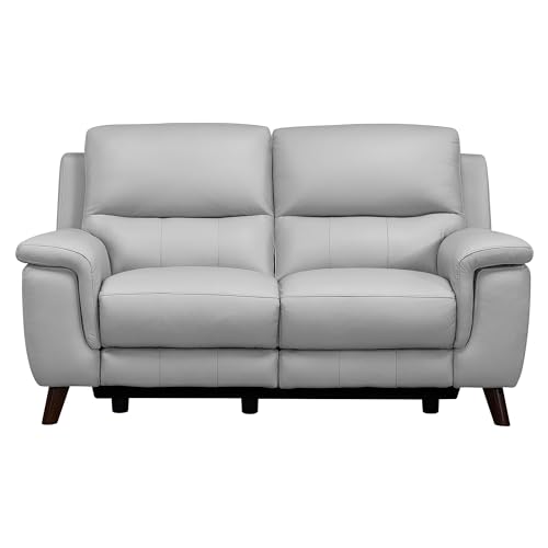 Armen Living Lizette Modern Power Reclining Loveseat in Dove Grey Leather