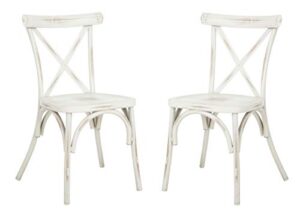 safavieh outdoor collection elia distressed white stackable chair (set of 2)