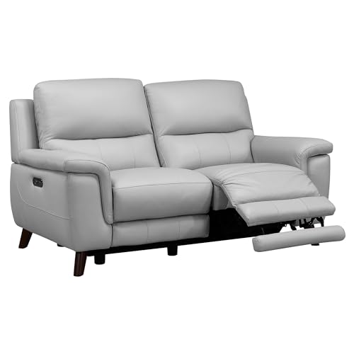 Armen Living Lizette Modern Power Reclining Loveseat in Dove Grey Leather