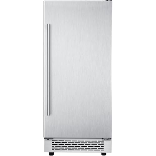 Hanover Library Series 32-Lb. Automatic Ice Maker with Reversible Door and Touch Controls, Stainless Steel Ice Machine for Under Counter, Garage, Home Bar, and Kitchen, Makes Clear Ice