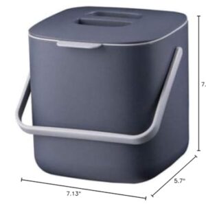 Litem Food Waste Basket Bin W/Handle 2.6L (Dark Gray)