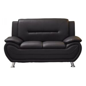 kingway furniture montac faux leather loveseat sofa, modern couch for living room, solid wood frame, black