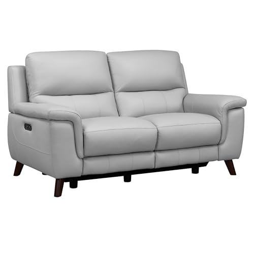 Armen Living Lizette Modern Power Reclining Loveseat in Dove Grey Leather