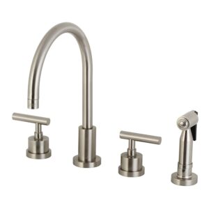 kingston brass ks8728cmlbs manhattan widespread kitchen faucet, brushed nickel