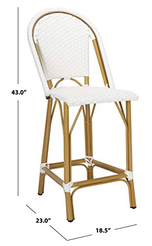 SAFAVIEH PAT4019A Collection Gresley Navy and White Indoor/Outdoor Stacking French Bistro Counter Stool