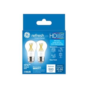 ge refresh led light bulbs, 60 watt, daylight, a15 celling fan bulbs, clear finish (2 pack)