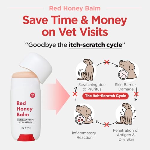 JAYU PET Red Honey Balm - Long Lasting Dog Cat Skin Nose Paw Wax Balm, Anti Slip & Help Reduce Licking, Dry Cracked Chapped Pad Soothing Butter, Pet Hotspots Itchy Allergy Relief Moisturizer 0.5 oz.