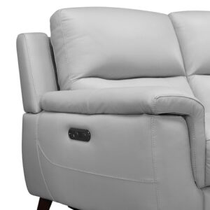 Armen Living Lizette Modern Power Reclining Loveseat in Dove Grey Leather