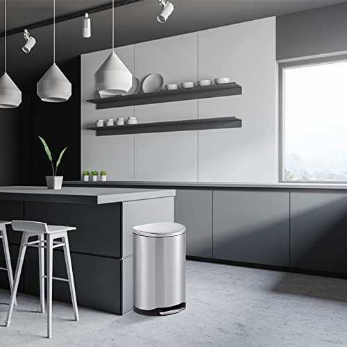 Birsppy Innovaze 10.6 Gal./40 Liter Stainless Steel Semi-Round Step-on Trash Can for Kitchen