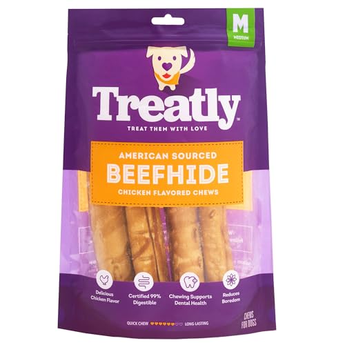 Treatly American Sourced Beefhide Rolls 6-7" Dog Chew Treats - Chicken Flavor, 4 Count/1 Pack