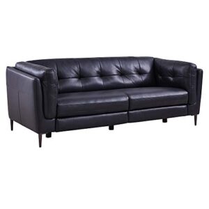 armen living primrose contemporary top grain leather power recliner living room sofa, navy