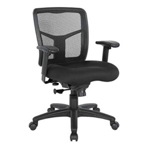 office star progrid breathable mesh back manager's office chair with built-in lumbar support and height adjustable padded arms, coal freeflex fabric