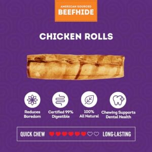 Treatly American Sourced Beefhide Rolls 6-7" Dog Chew Treats - Chicken Flavor, 4 Count/1 Pack