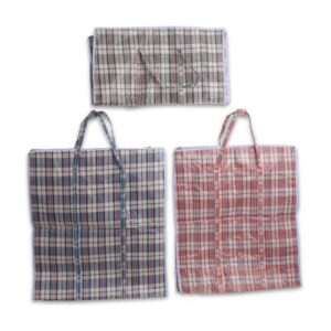 laundry bags set of 4 large plastic checkered storage laundry shopping bags with zipper and handles!great for travel,laundry,shopping,storage,moving! 23x23x5 (assorted colors,blue/red/black/white)