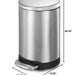 Birsppy Innovaze 10.6 Gal./40 Liter Stainless Steel Semi-Round Step-on Trash Can for Kitchen