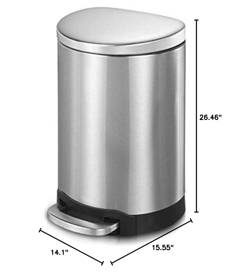 Birsppy Innovaze 10.6 Gal./40 Liter Stainless Steel Semi-Round Step-on Trash Can for Kitchen