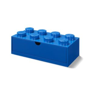 lego stackable desk drawer blue with 8 knobs - plastic storage box for lego, toys, desk drawers, office supplies, and stackable storage, home decoration