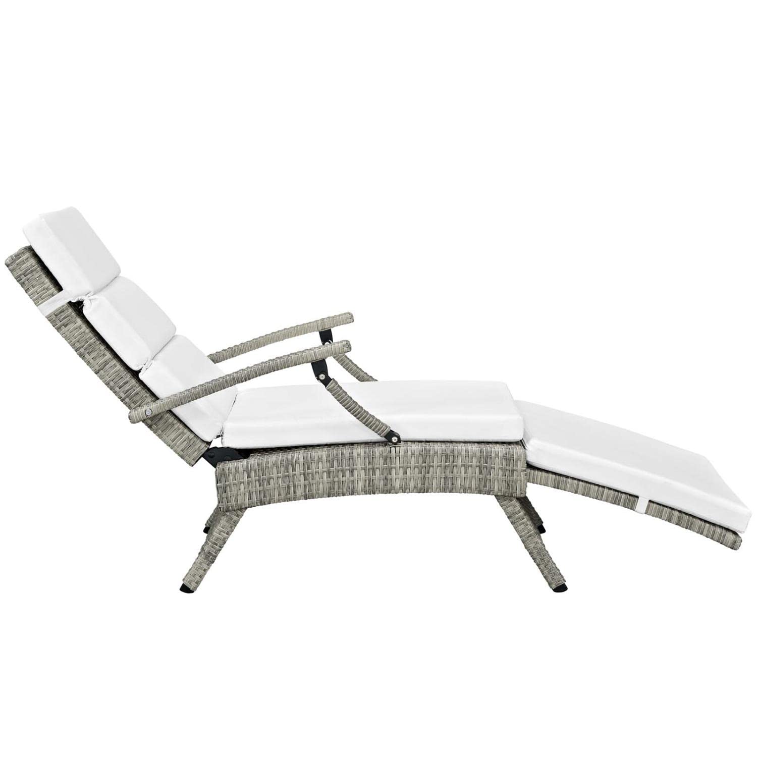 Modway Envisage Outdoor Patio Wicker Rattan Chaise Lounge in Light Gray White