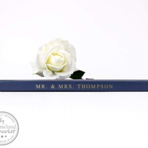 Navy Blue Wedding Guest Book, Classic Navy Gold Photo Album or Sign-in Personalized Guestbook with Bride & Groom Names - Hardcover (10x8 inches)