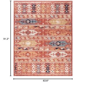 SAFAVIEH Charleston Collection Area Rug - 5'3" x 7'6", Rust & Ivory, Boho Distressed Design, Non-Shedding & Easy Care, Ideal for High Traffic Areas in Living Room, Bedroom (CHL421Q)