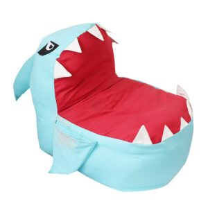 dreamseden shark stuffed animal storage bag chair dual-use toy organization seat for kids, bag only no stuffing (blue)