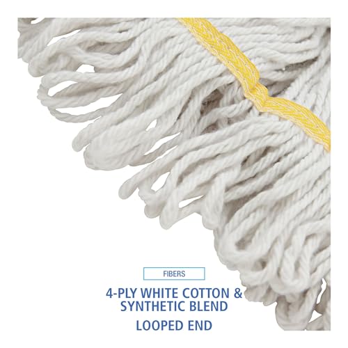 Boardwalk BWK501WH 5 in. Headband Cotton/Synthetic Super Loop Wet Mop Head - Small, White (12/Carton)