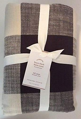 Pottery Barn Bryce Buffalo Check Duvet Cover Full/Queen & Two Standard Shams ~Charcoal~