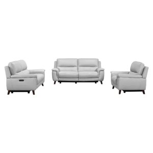 Armen Living Lizette Modern Power Reclining Sofa in Dove Grey Leather