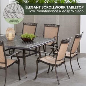 Hanover Fontana 9-Piece Outdoor Patio Dining Set with 60'' Cast-Top Square Dining Table and 8 Quick-Dry Sling Swivel Rocker Chairs, All Weather Outdoor Furniture Set for 8