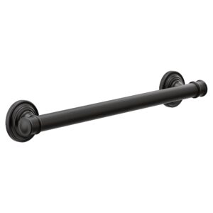 moen belfield matte black bathroom safety 18-inch stainless steel traditional bathroom grab bar, yg6418bl