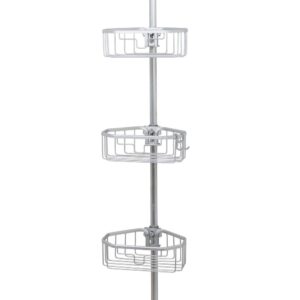 zenna home neverrust aluminum tension corner shower caddy in satin chrome