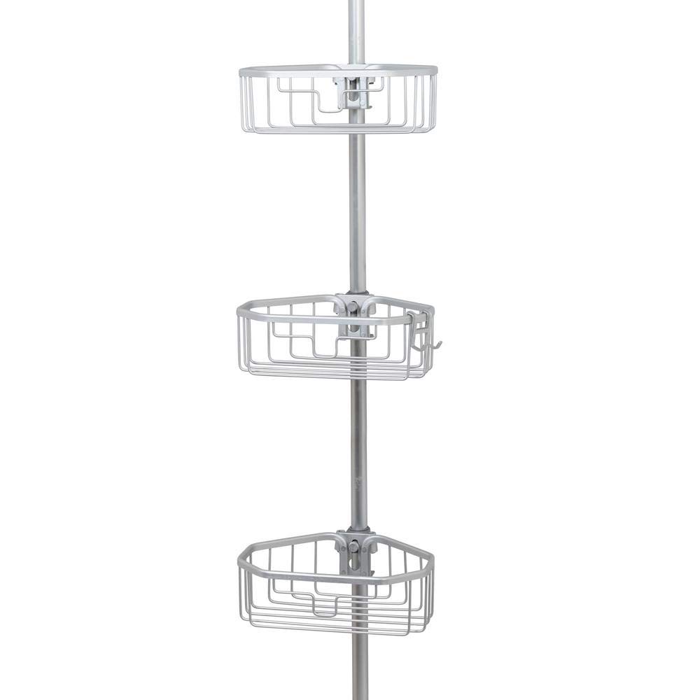 Zenna Home NeverRust Aluminum Tension Corner Shower Caddy in Satin Chrome