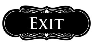 designer exit sign - black - large (1 pack)