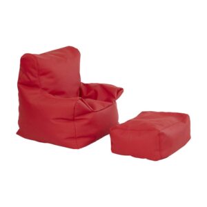 factory direct partners 10474-rd softscape bean bag chair and ottoman set, furniture for kids, libraries or home - red