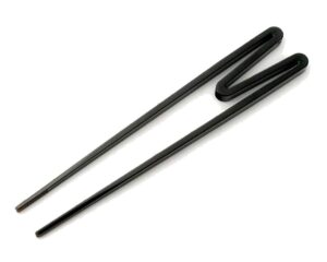 reusable black plastic training chopsticks for kids, 9 inches