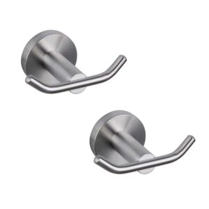 gerz bath double towel hook sus 304 stainless steel coat/robe clothes hook for bath kitchen modern hotel style wall mounted 2 pack brushed finish