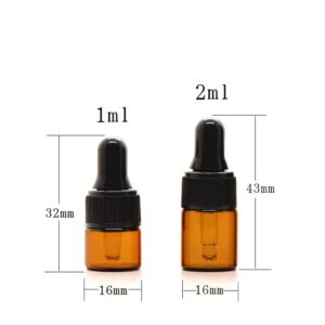 ZbFwmx 20Pack Set 1ML Glass Bottles with Glass Eye Dropper Dispenser for Sample Vial Small Essential Oil Bottle with Glass Eye Dropper, Colognes & Perfumes (Black-Brown)