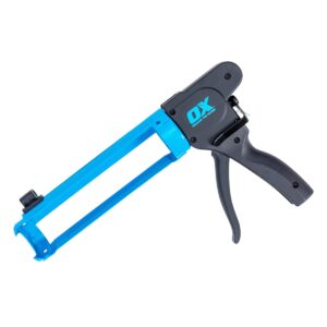 ox tools rodless caulk gun - 7:1 thrust ratio, foldable belt clip, patented design, compact for tight spaces, reinforced carriage, glass filled nylon handle, 13 1/2" length, 10 oz capacity…