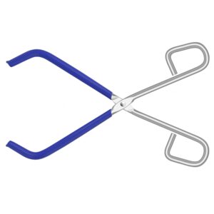 utile lab beaker tongs, made of mild steel, with chrome plated surface and blue pvc overmolding cover, laboratory clamps for 50ml-2000ml beakers, 4030.0903.1