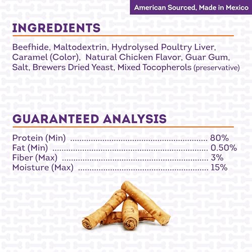 Treatly American Sourced Beefhide Rolls 6-7" Dog Chew Treats - Chicken Flavor, 4 Count/1 Pack