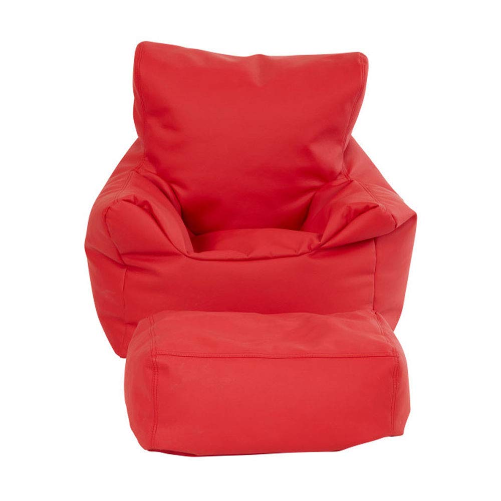 Factory Direct Partners 10474-RD SoftScape Bean Bag Chair and Ottoman Set, Furniture for Kids, Libraries or Home - Red