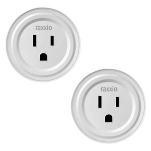 raxxio smart plug, wifi outlet to activate your devices with wireless control, smart outlet socket works with mobile apps, amazon alexa smart plugs, google home smart plugs, no hub required (2 pack)