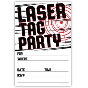 laser tag party invitations (20 count) with envelopes - laser tag birthday party