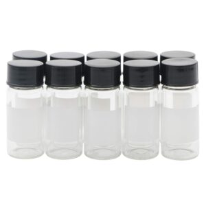 kesell 10ml clear glass bottle liquid sampling sample glass vials with label sticker and screwcap, pack of 10