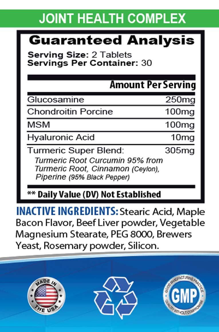 Dog Skin and Coat Supplements - PET Joint Health Complex with Turmeric - Dogs and Cats - MSM GLUCOSAMINE - Immune Boost - Dog Vitamins Senior Chews - 2 Bottles (120 Tablets)