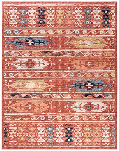 SAFAVIEH Charleston Collection Area Rug - 5'3" x 7'6", Rust & Ivory, Boho Distressed Design, Non-Shedding & Easy Care, Ideal for High Traffic Areas in Living Room, Bedroom (CHL421Q)