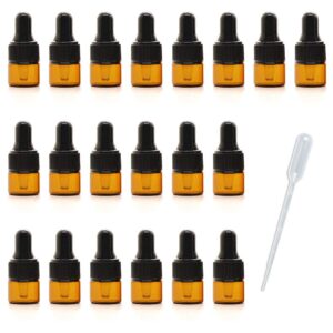 zbfwmx 20pack set 1ml glass bottles with glass eye dropper dispenser for sample vial small essential oil bottle with glass eye dropper, colognes & perfumes (black-brown)