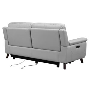 Armen Living Lizette Modern Power Reclining Sofa in Dove Grey Leather